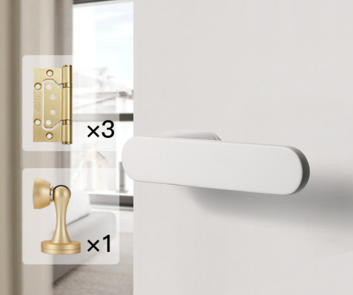 Simple black bedroom door handle mute door lock magnetic door lock set ...